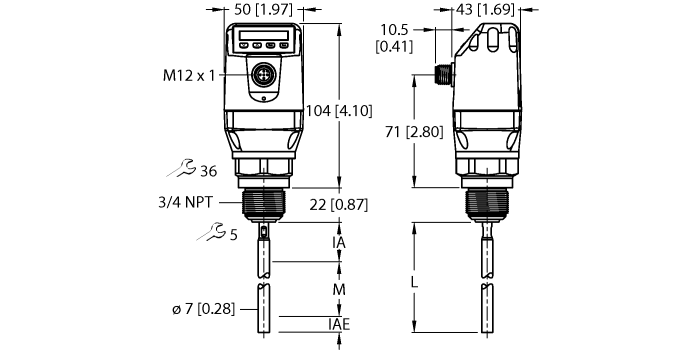 Sensor de nivel - con salida analógica y 4 × salidas de conmutación