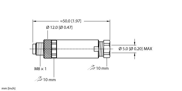 Actuator and Sensor Field Wireable - M8 × 1, conector macho, recto