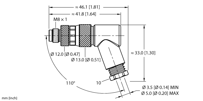 Actuator and Sensor Field Wireable - M8 × 1, conector macho, acodado