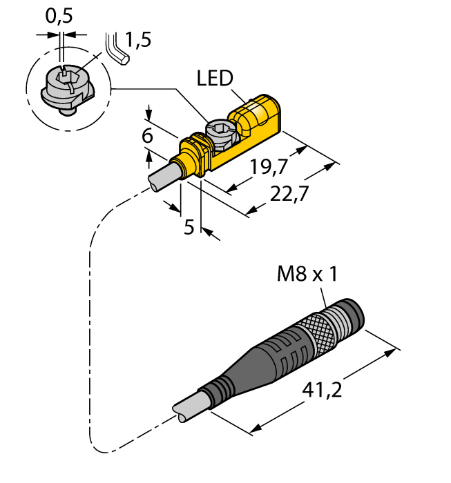 Sensor de campo magnético - Compact design for small hydraulic cylinders